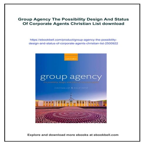Group Agency The Possibility Design And Status Of Corporate Agents ...