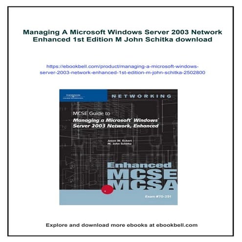 Managing A Microsoft Windows Server 2003 Network Enhanced 1st Edition M ...