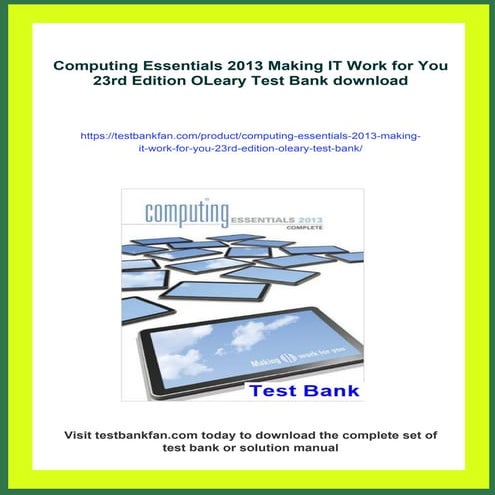 Computing Essentials 2013 Making IT Work for You 23rd Edition OLeary ...