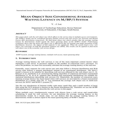 Mean Object Size Considering Average Waiting Latency in M/BP/1 System | PDF