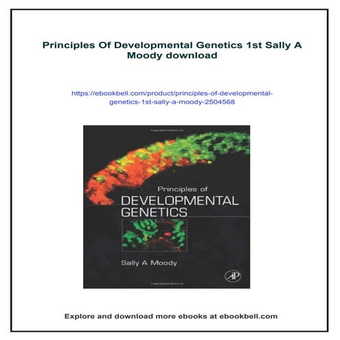 Principles Of Developmental Genetics 1st Sally A Moody | PDF