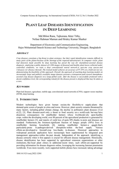 Plant Disease Prediction using CNN | PPTX