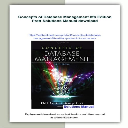 Concepts of Database Management 8th Edition Pratt Solutions Manual | PDF