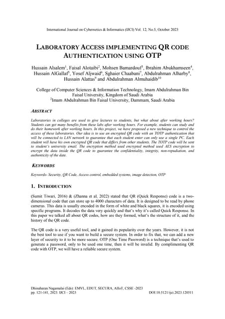 Laboratory Access Implementing Qr Code Authentication Using Otp Pdf