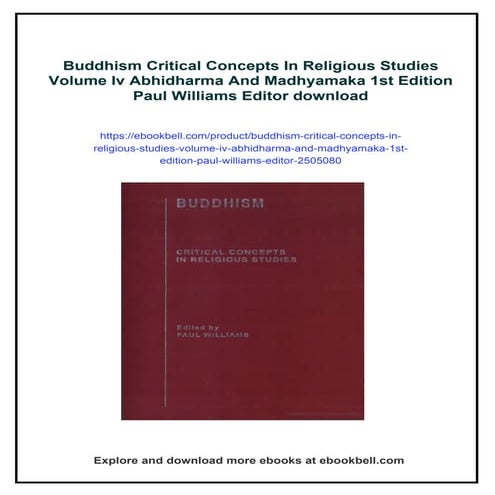 Buddhism Critical Concepts In Religious Studies Volume Iv Abhidharma ...