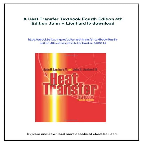A Heat Transfer Textbook Fourth Edition 4th Edition John H Lienhard Iv ...