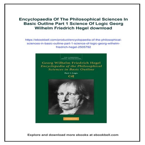 Encyclopaedia Of The Philosophical Sciences In Basic Outline Part 1 ...