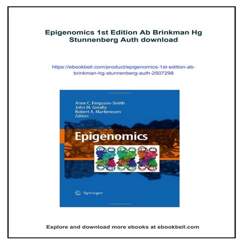 Epigenomics 1st Edition Ab Brinkman Hg Stunnenberg Auth | PDF