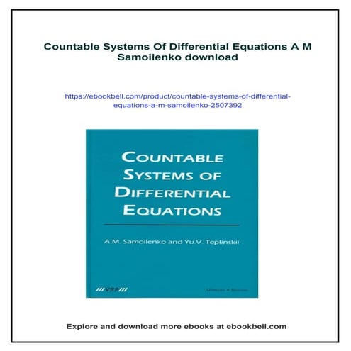 Countable Systems Of Differential Equations A M Samoilenko | PDF