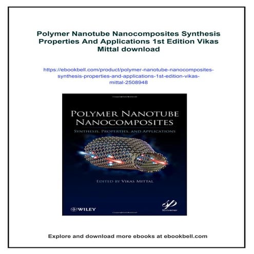 Polymer Nanotube Nanocomposites Synthesis Properties And Applications ...
