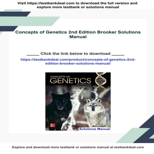 Concepts of Genetics 2nd Edition Brooker Solutions Manual | PDF
