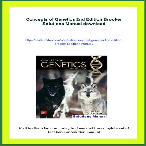 Concepts of Genetics 2nd Edition Brooker Solutions Manual | PDF