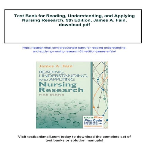 Test Bank for Reading, Understanding, and Applying Nursing Research ...