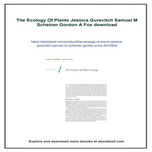 The Ecology Of Plants Jessica Gurevitch Samuel M Scheiner Gordon A Fox ...