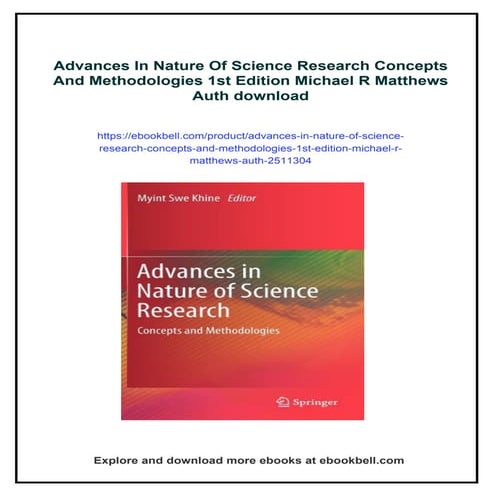 Advances In Nature Of Science Research Concepts And Methodologies 1st Edition Michael R Matthews ...