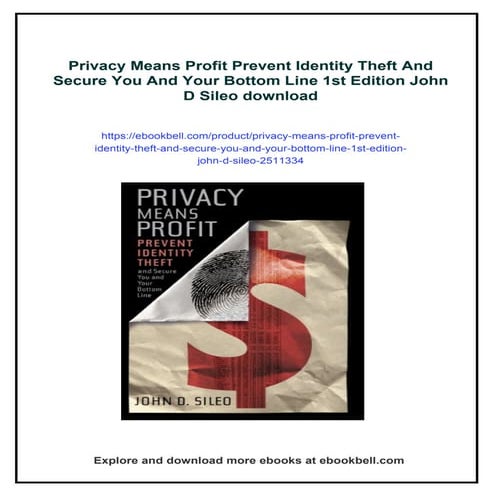 Privacy Means Profit Prevent Identity Theft And Secure You And Your ...