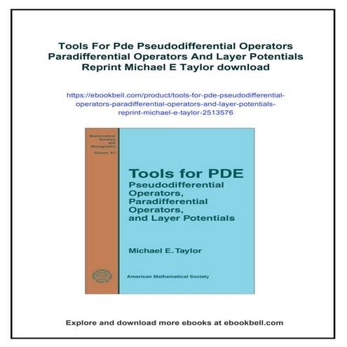 Tools For Pde Pseudodifferential Operators Paradifferential Operators And Layer Potentials ...