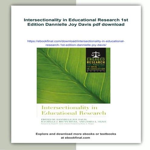 Intersectionality in Educational Research 1st Edition Dannielle Joy Davis | PDF
