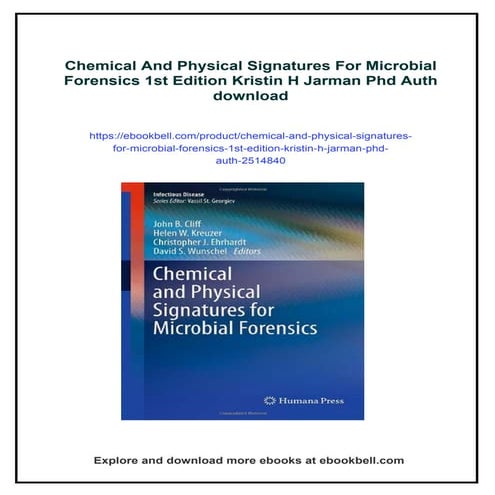 Chemical And Physical Signatures For Microbial Forensics 1st Edition ...