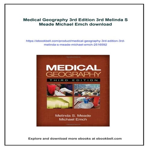 Medical Geography 3rd Edition 3rd Melinda S Meade Michael Emch | PDF