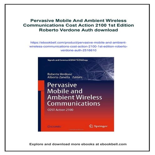 Pervasive Mobile And Ambient Wireless Communications Cost Action 2100 1st Edition Roberto ...