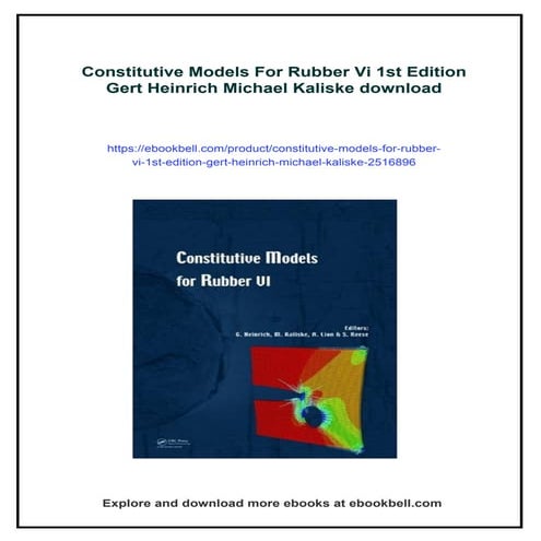 Constitutive Models For Rubber Vi 1st Edition Gert Heinrich Michael ...