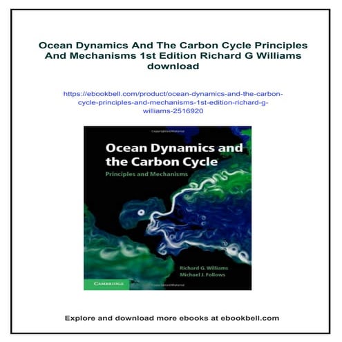 Ocean Dynamics And The Carbon Cycle Principles And Mechanisms 1st ...