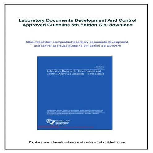 Laboratory Documents Development And Control Approved Guideline 5th Edition Clsi | PDF