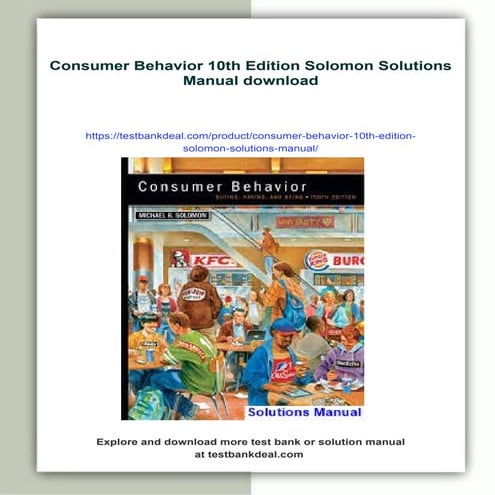 Consumer Behavior 10th Edition Solomon Test Bank | PDF