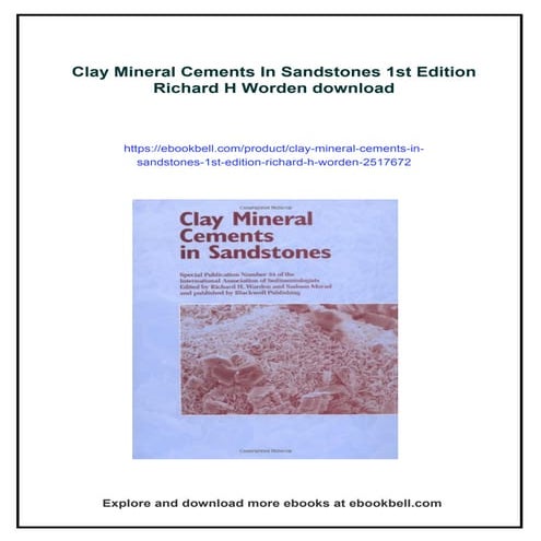 Clay Mineral Cements In Sandstones 1st Edition Richard H Worden | PDF