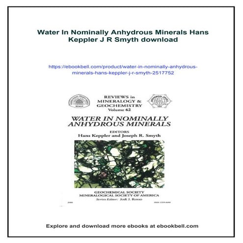 Water In Nominally Anhydrous Minerals Hans Keppler J R Smyth | PDF