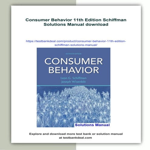 Consumer Behavior 11th Edition Schiffman Solutions Manual | PDF