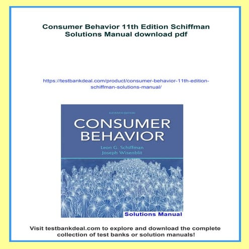 Consumer Behavior 11th Edition Schiffman Solutions Manual | PDF