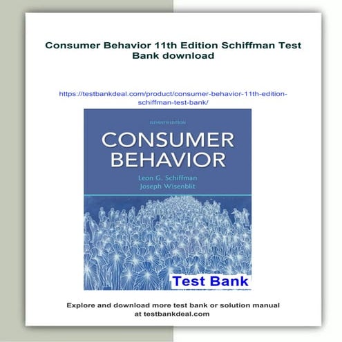Consumer Behavior 11th Edition Schiffman Test Bank | PDF