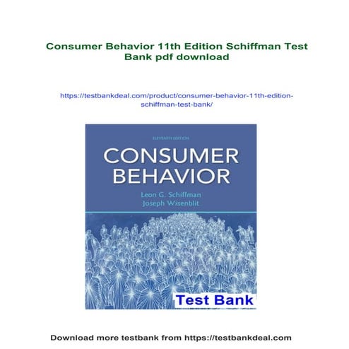 Consumer Behavior 11th Edition Schiffman Test Bank | PDF