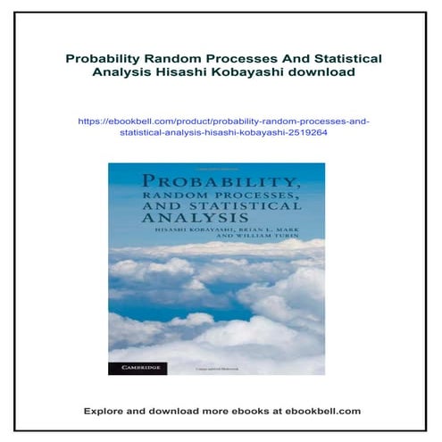 Probability Random Processes And Statistical Analysis Hisashi Kobayashi | PDF
