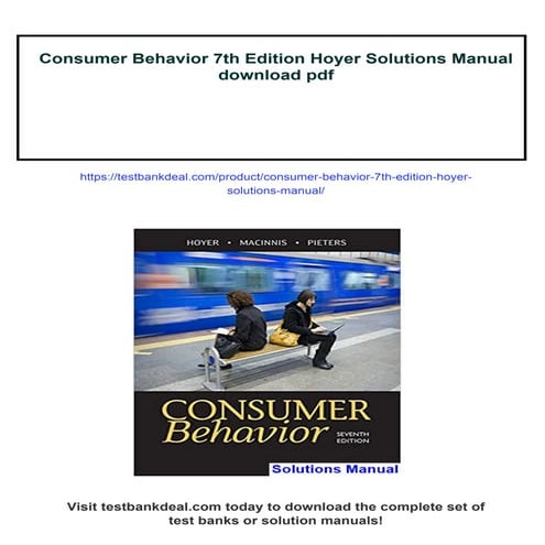 Consumer Behavior 7th Edition Hoyer Solutions Manual | PDF
