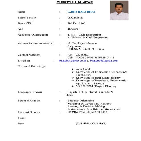 CV-Bhat 2016 | DOCX