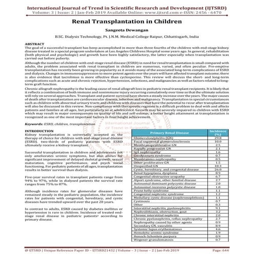Renal Transplantation in Children | PDF