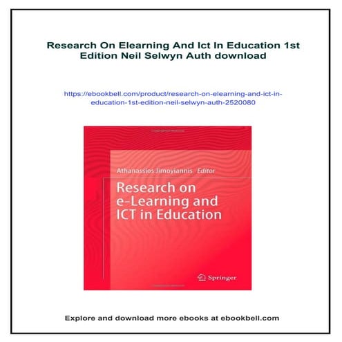 Research On Elearning And Ict In Education 1st Edition Neil Selwyn Auth ...
