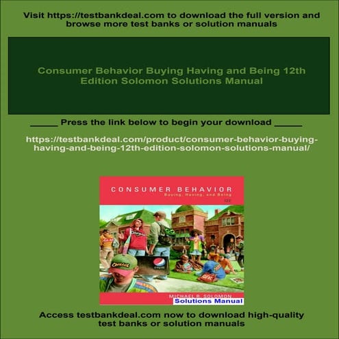 Consumer Behavior Buying Having and Being 12th Edition Solomon ...
