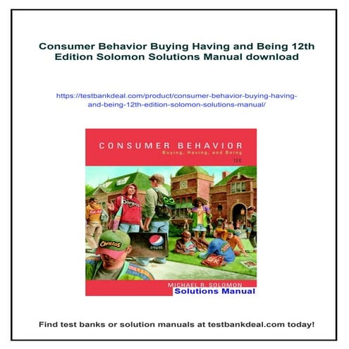Consumer Behavior Buying Having and Being 12th Edition Solomon ...