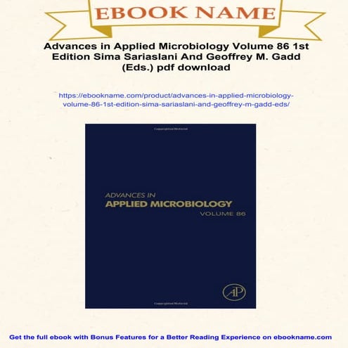 Advances in Applied Microbiology Volume 86 1st Edition Sima Sariaslani ...