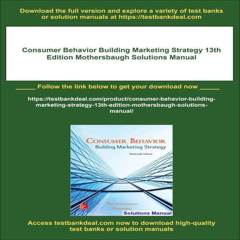 Consumer Behavior Building Marketing Strategy 13th Edition Mothersbaugh ...