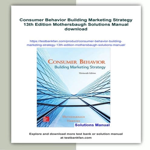 Consumer Behavior Building Marketing Strategy 13th Edition Mothersbaugh ...