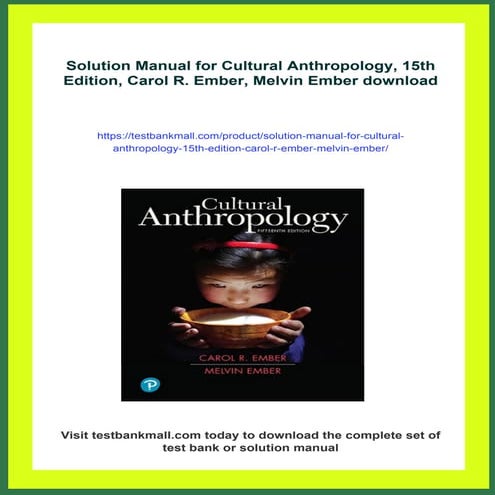 Solution Manual for Cultural Anthropology, 15th Edition, Carol R. Ember ...