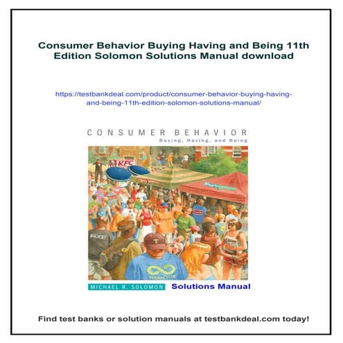 Consumer Behavior Buying Having and Being 11th Edition Solomon ...