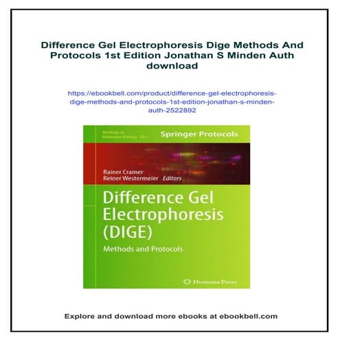 Difference Gel Electrophoresis Dige Methods And Protocols 1st Edition ...