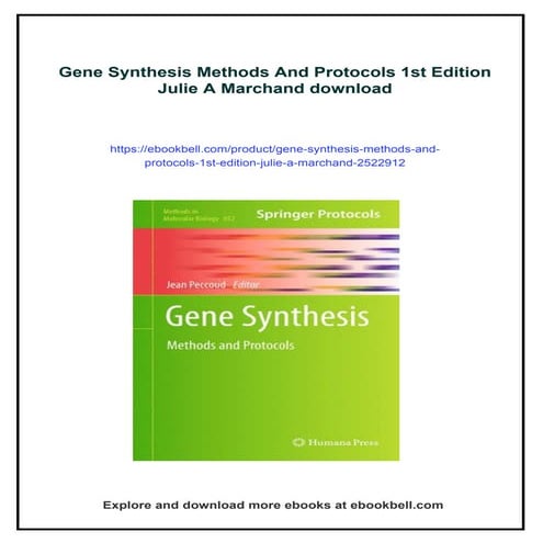 Gene Synthesis Methods And Protocols 1st Edition Julie A Marchand | PDF