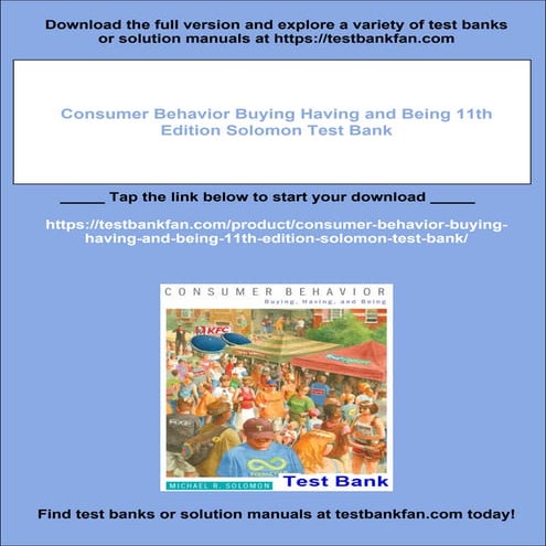 Consumer Behavior Buying Having and Being 11th Edition Solomon Test ...